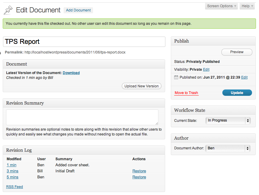 WP Document Revisions Document Management And Version Control For WordPress Ben Balter